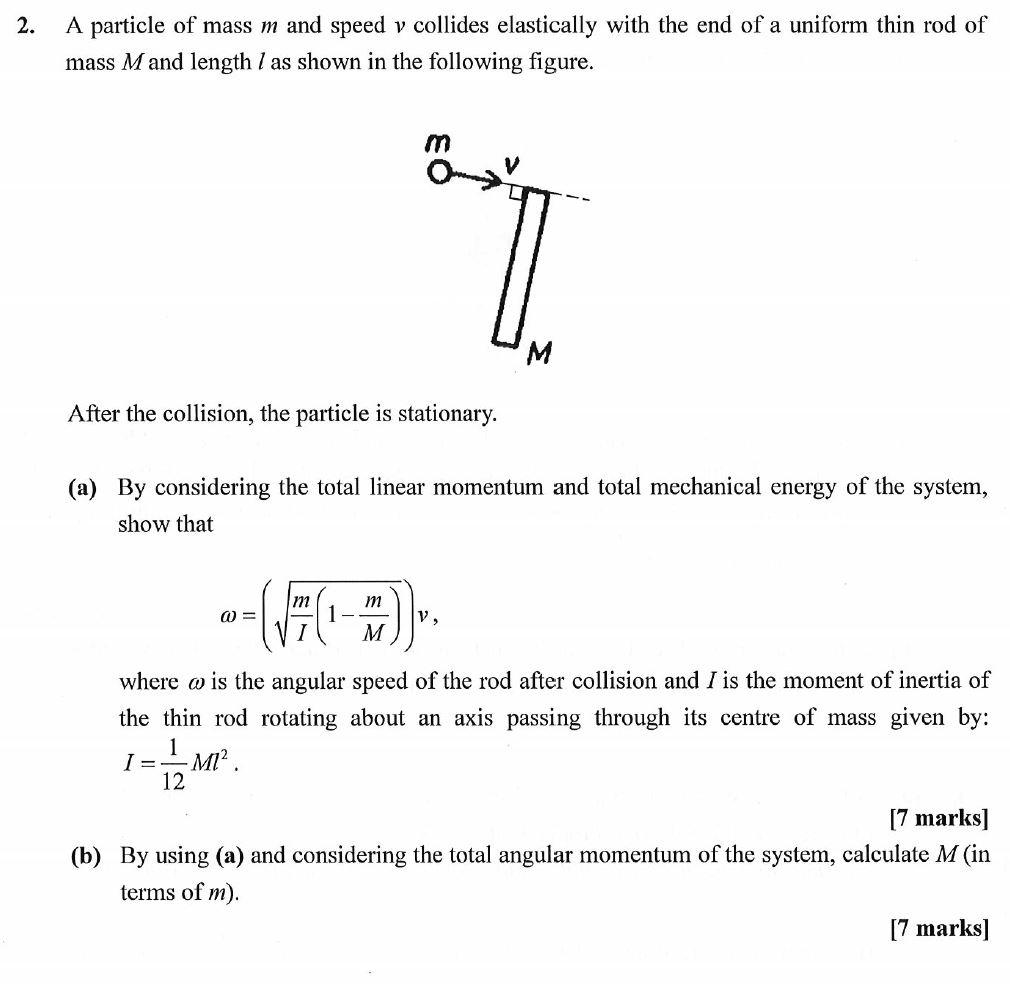 Solved 2. A particle of mass m and speed v collides | Chegg.com