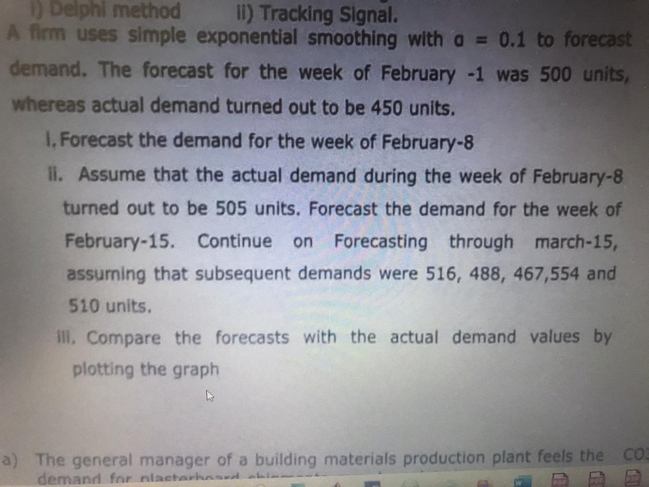 Solved 1) Delphi method il) Tracking Signal. A firm uses | Chegg.com