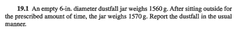 Solved 19.1 An empty 6-in. diameter dustfall jar weighs 1560 | Chegg.com