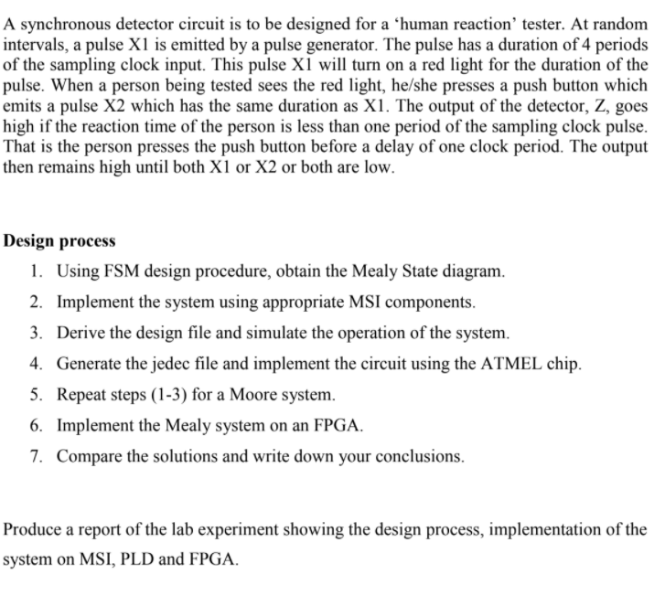 Solved A synchronous detector circuit is to be designed for | Chegg.com