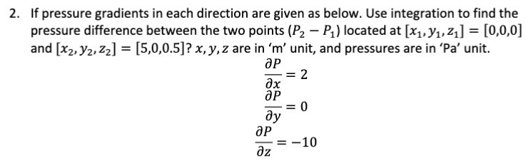 Solved If pressure gradients in each direction are given as | Chegg.com