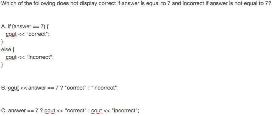 Solved Which Of The Following Does Not Display Correct If