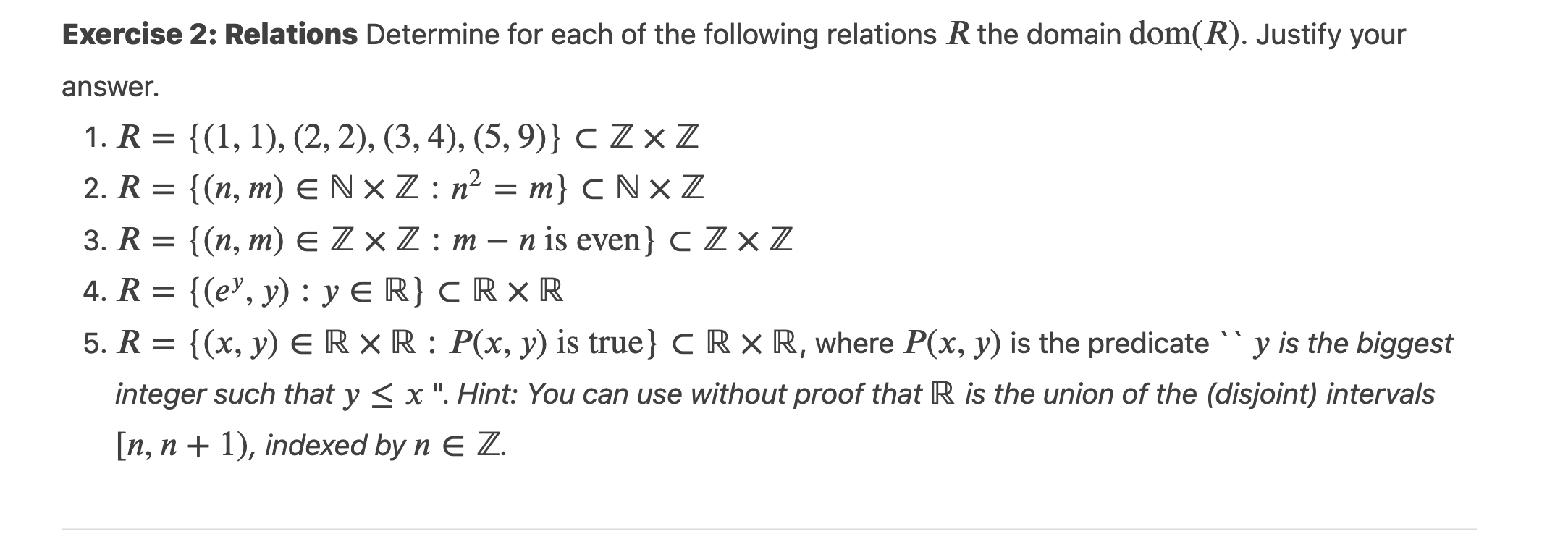 Solved Exercise 2: Relations Determine for each of the | Chegg.com