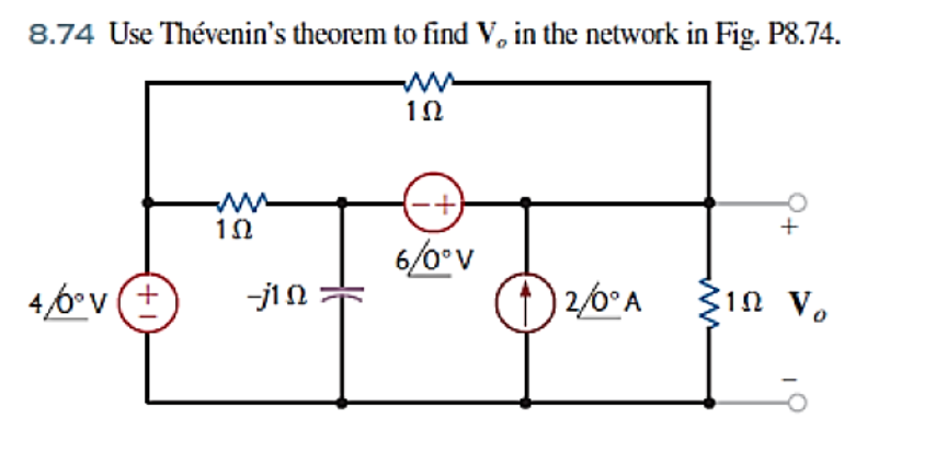 Solved 8.74 Use Thévenin's theorem to find Vo in the network | Chegg.com