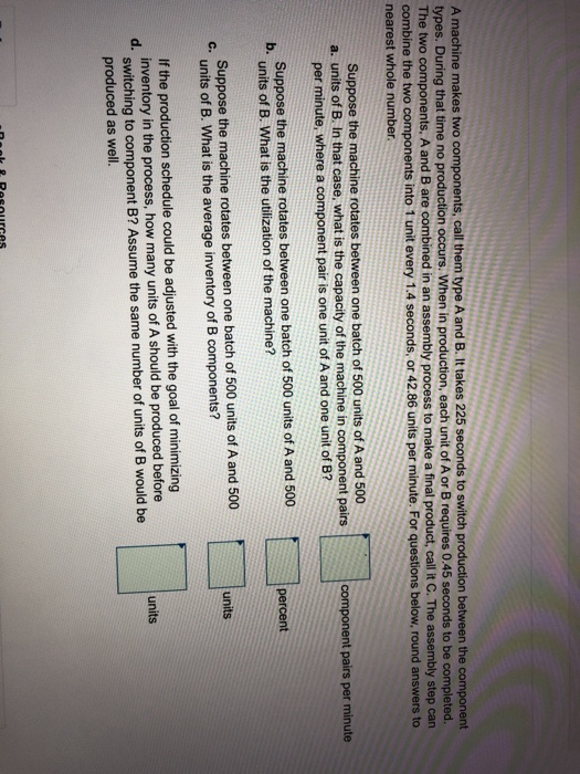 Solved A machine makes two components, call them type A and | Chegg.com