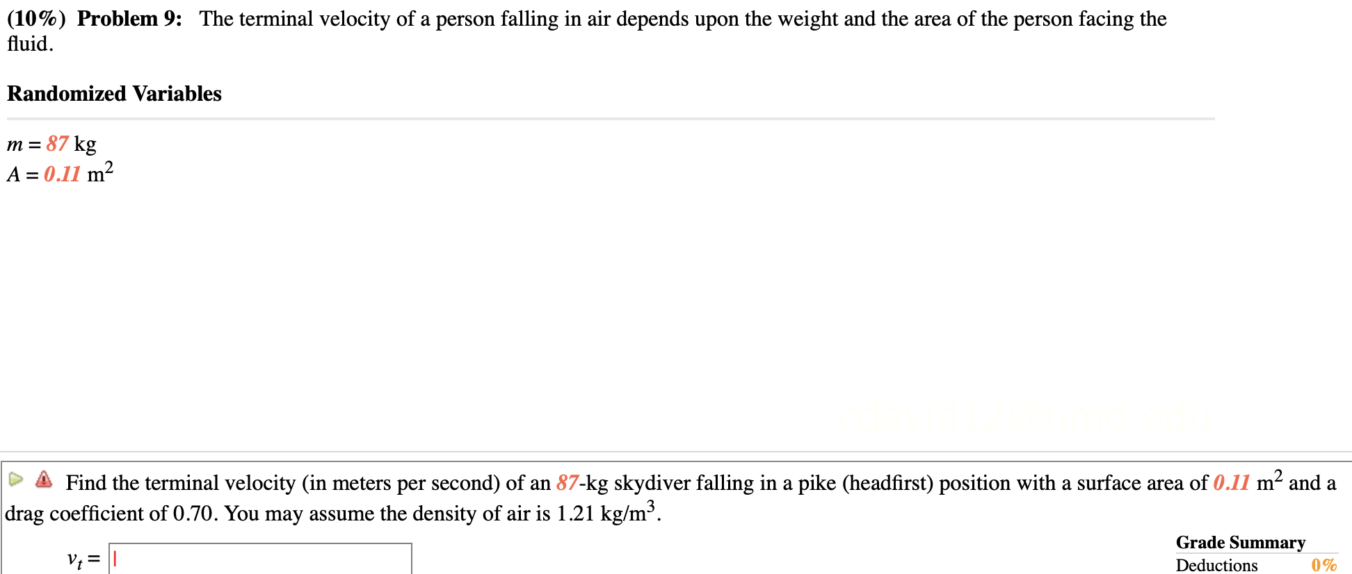 Solved 10 Problem 9 Fluid The Terminal Velocity Of A