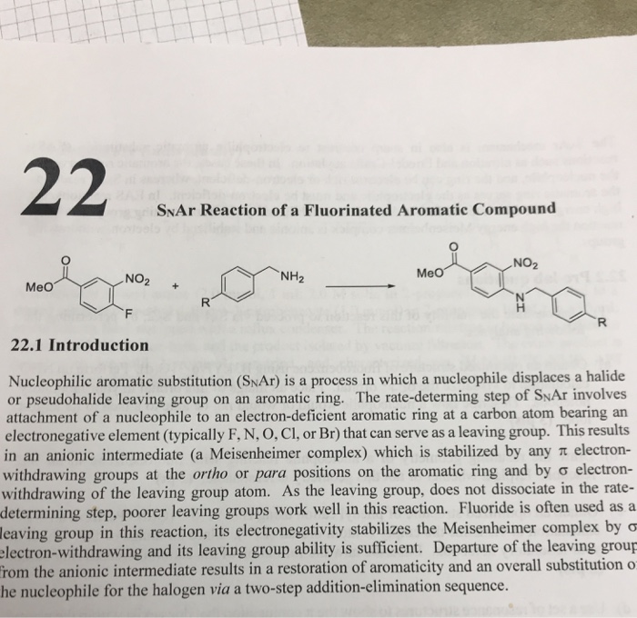 Solved SNAr Reaction of a Fluorinated Aromatic Compound NO2 | Chegg.com