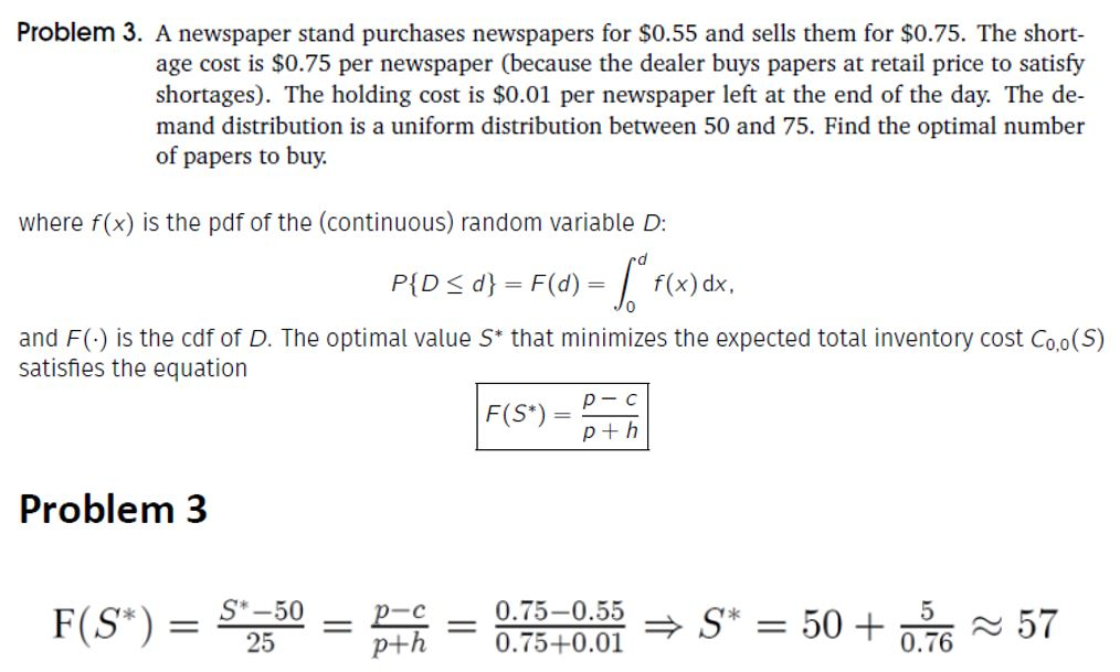 Solved This Inventory Theory problem has the answer already | Chegg.com