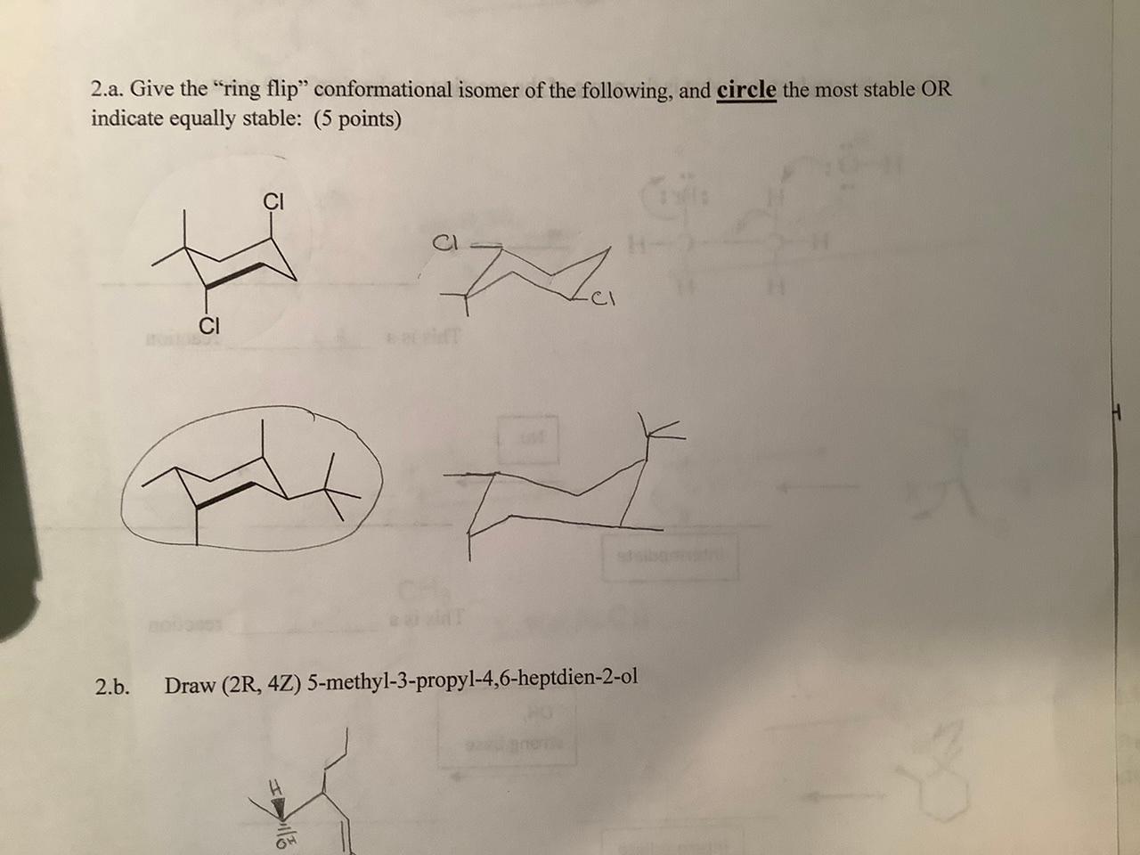 Solved 2.a. Give the "ring flip" conformational isomer of | Chegg.com