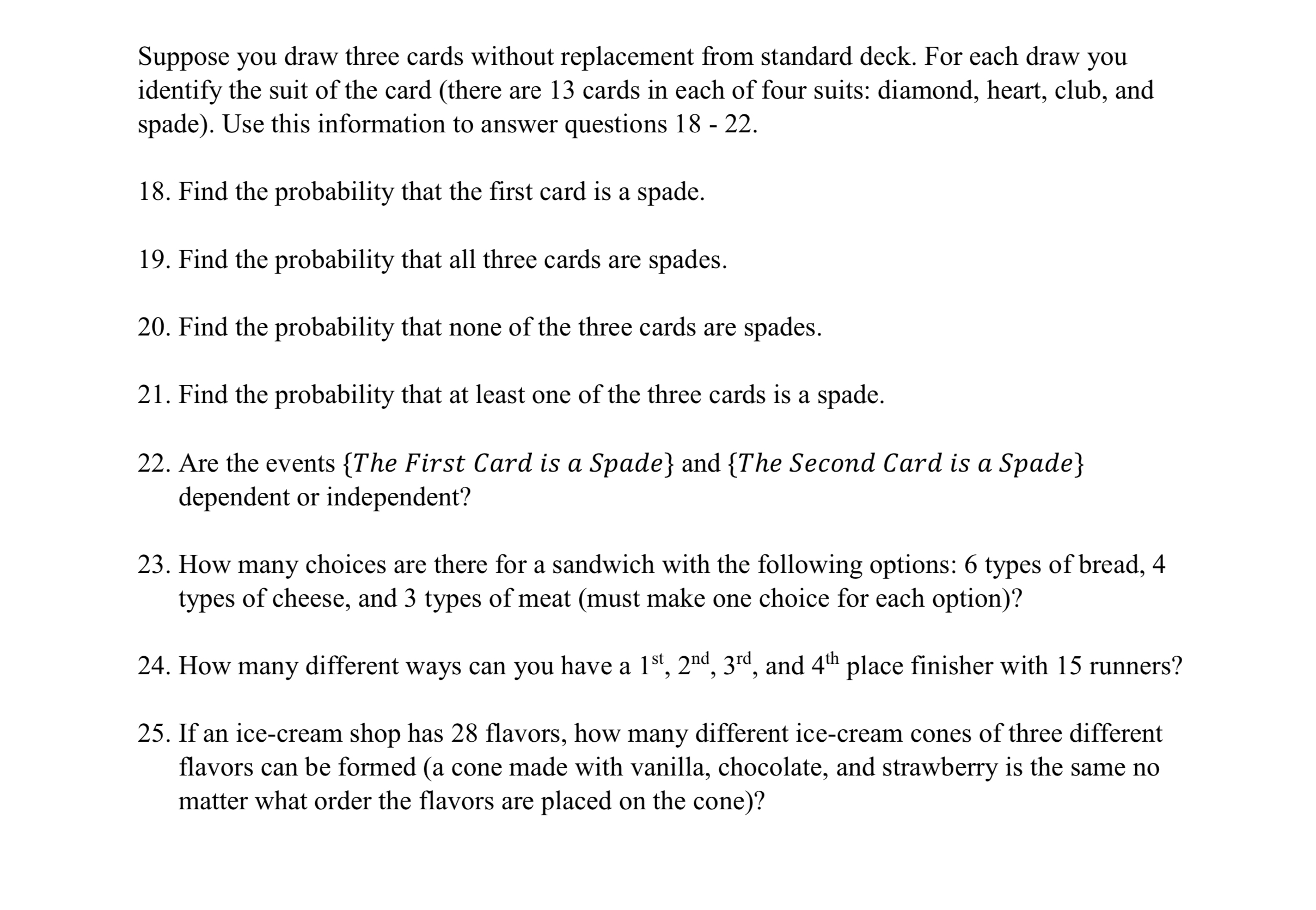Solved Suppose you draw three cards without replacement from | Chegg.com