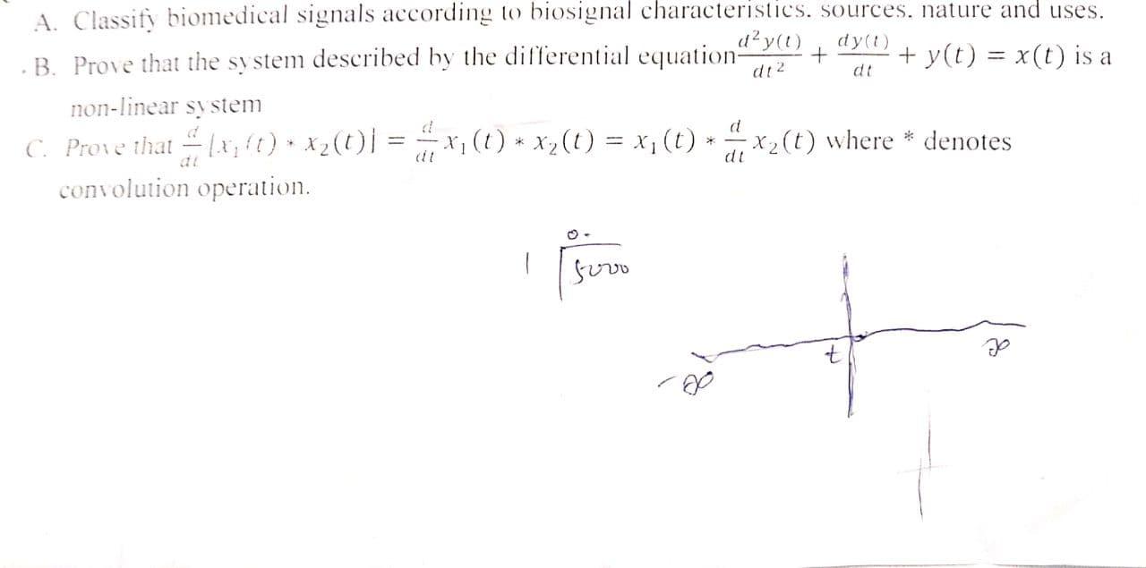 Solved dy(1) + + = diz dd A. Classify biomedical signals | Chegg.com