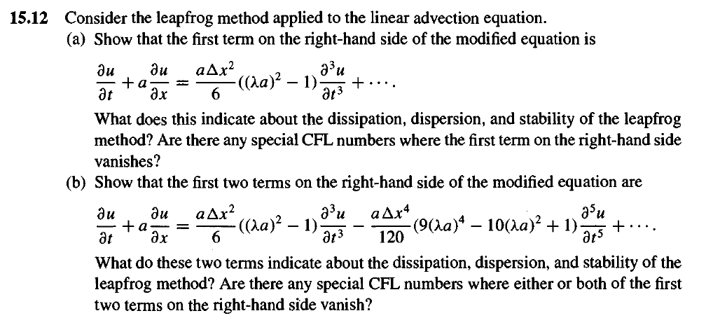 15.12 Consider the leapfrog method applied to the | Chegg.com