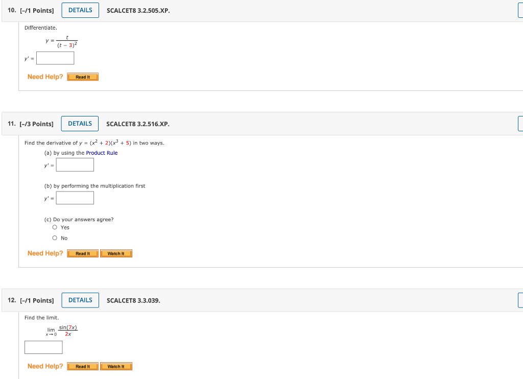 Solved 10. (-/1 Points] DETAILS SCALCET8 3.2.505.XP. | Chegg.com