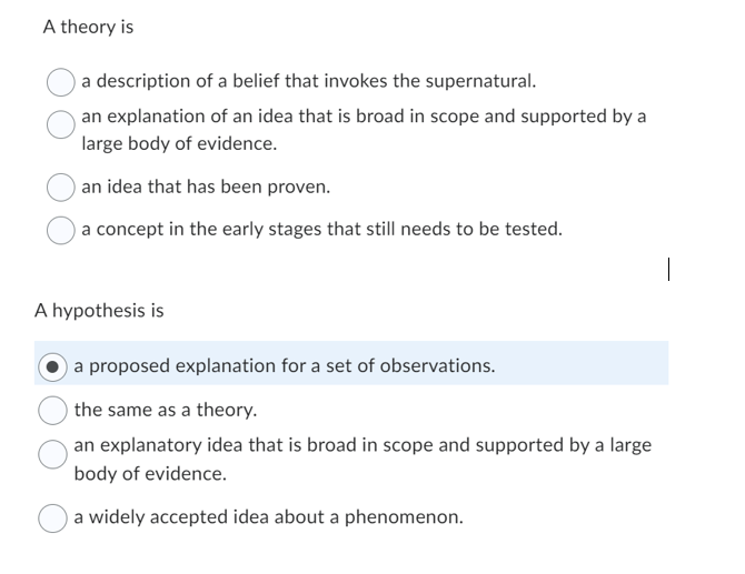 Solved A theory is a description of a belief that invokes | Chegg.com
