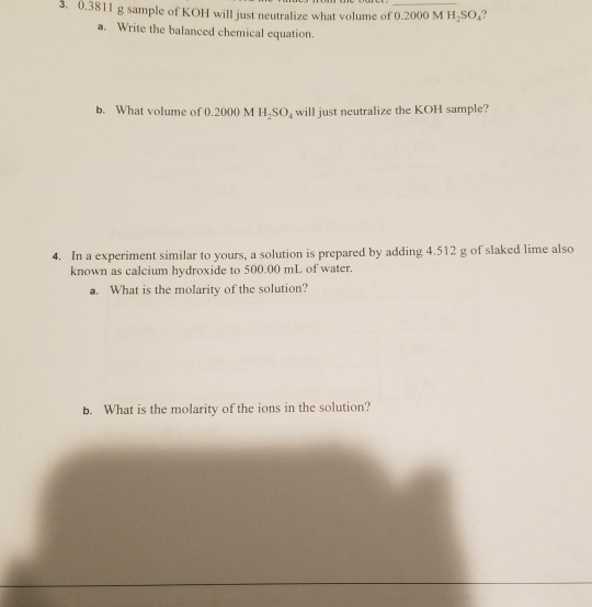 Solved 3. 0.3811 g sample of KOH will just neutralize what | Chegg.com