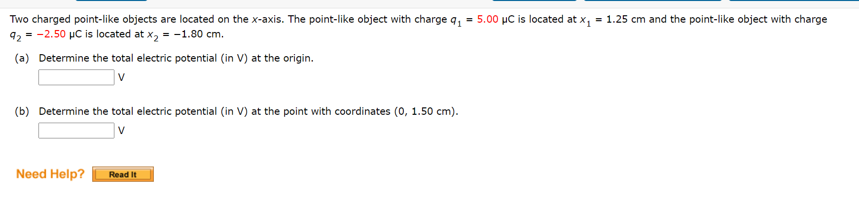 Solved Two charged point-like objects are located on the | Chegg.com