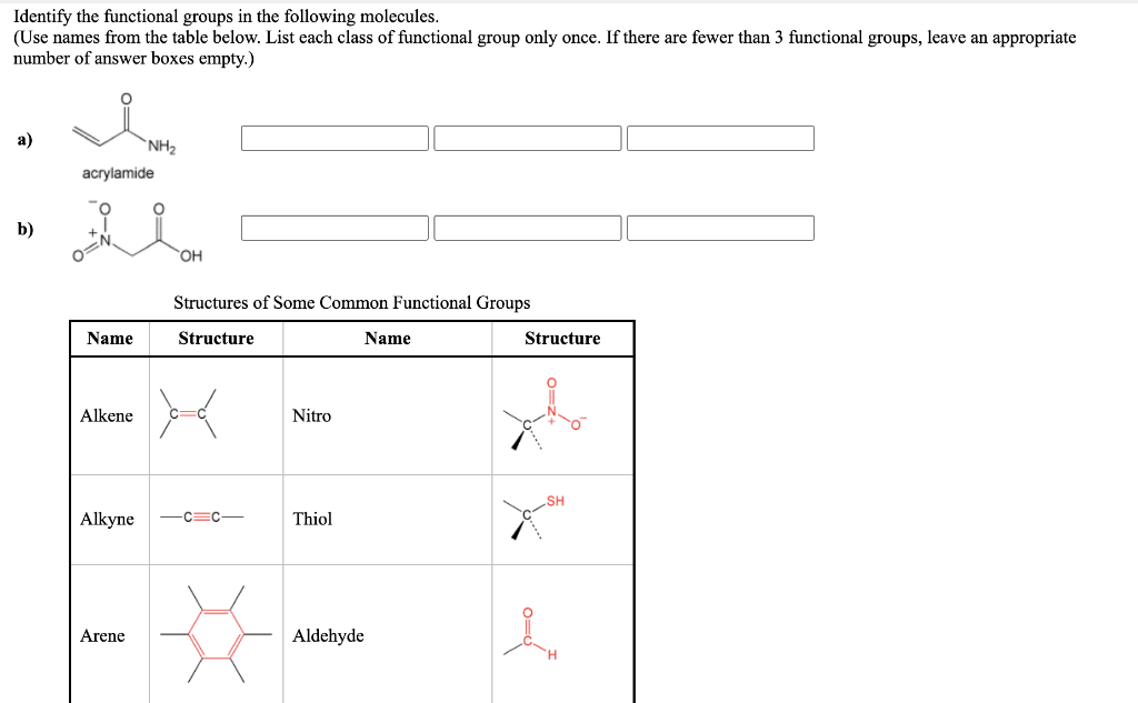 Solved Identify the functional groups in the following | Chegg.com