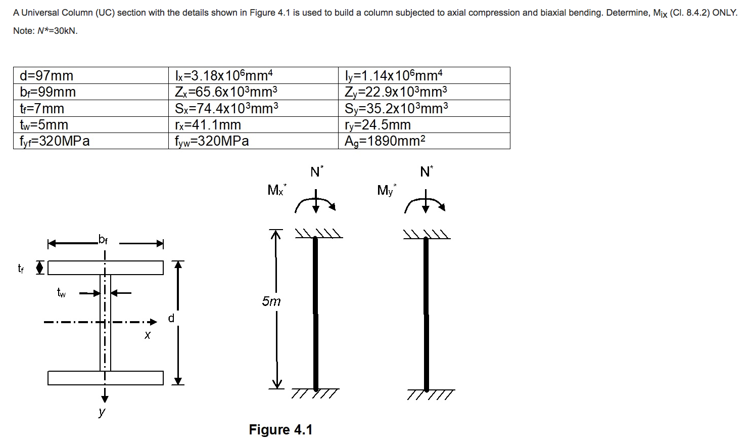 Solved A Universal Column (UC) section with the details | Chegg.com