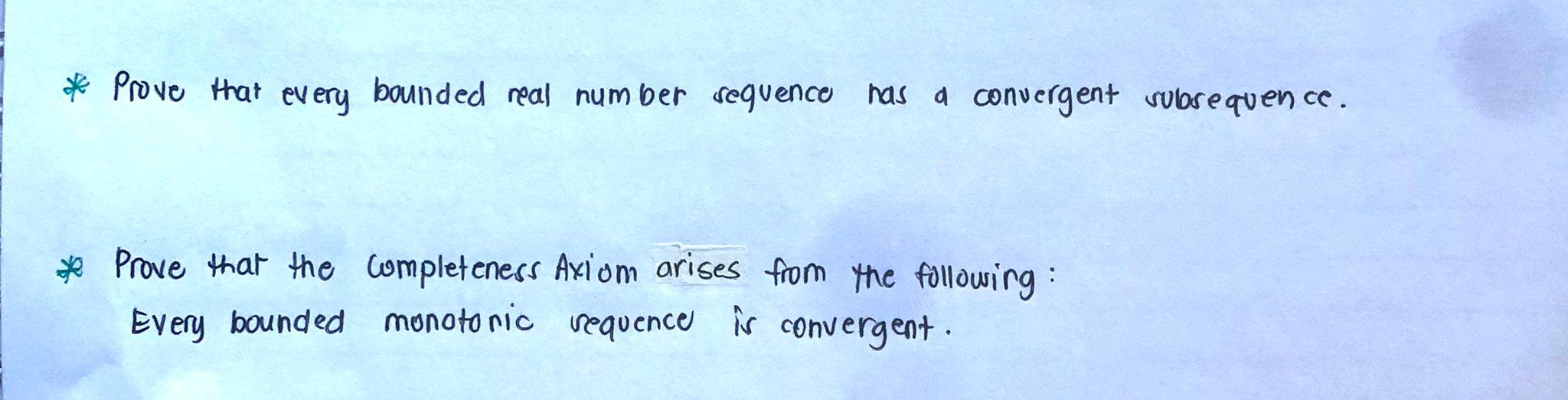 Solved * Prove that every bounded real number sequence has a | Chegg.com