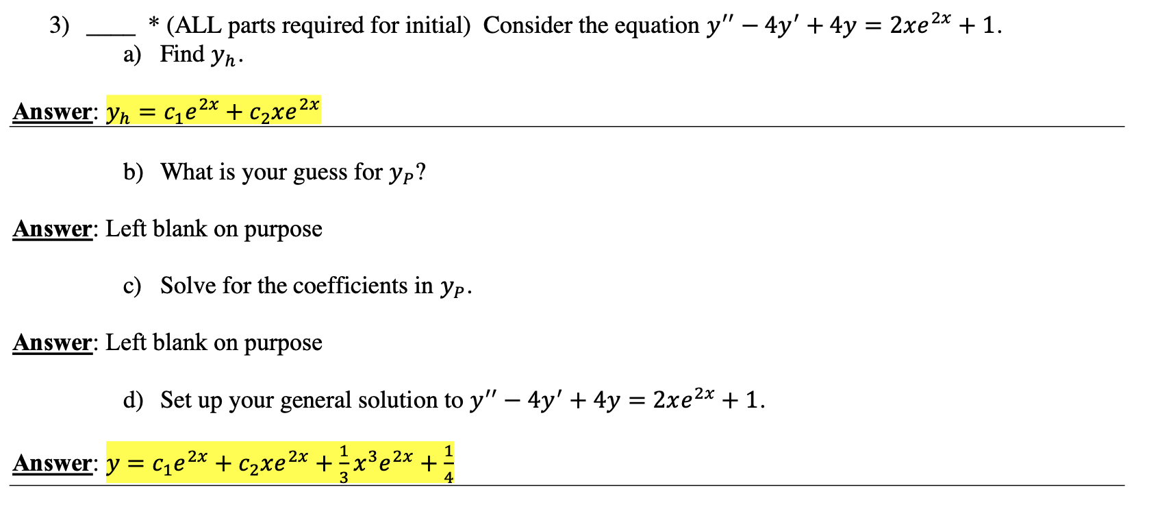 Solved Make an educated guess on Yp. DO NOT use any | Chegg.com