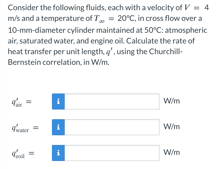Solved Consider the following fluids, each with a velocity | Chegg.com