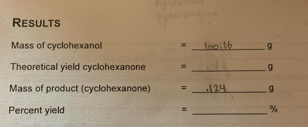 Solved \ Calculate the theoretical yield and the percent | Chegg.com