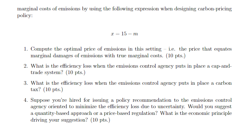Consider the basic Weitzman (1974) framework of | Chegg.com