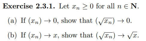 Solved Exercise 2.3.1. ﻿Let xn≥0 ﻿for all ninN.(a) ﻿If | Chegg.com
