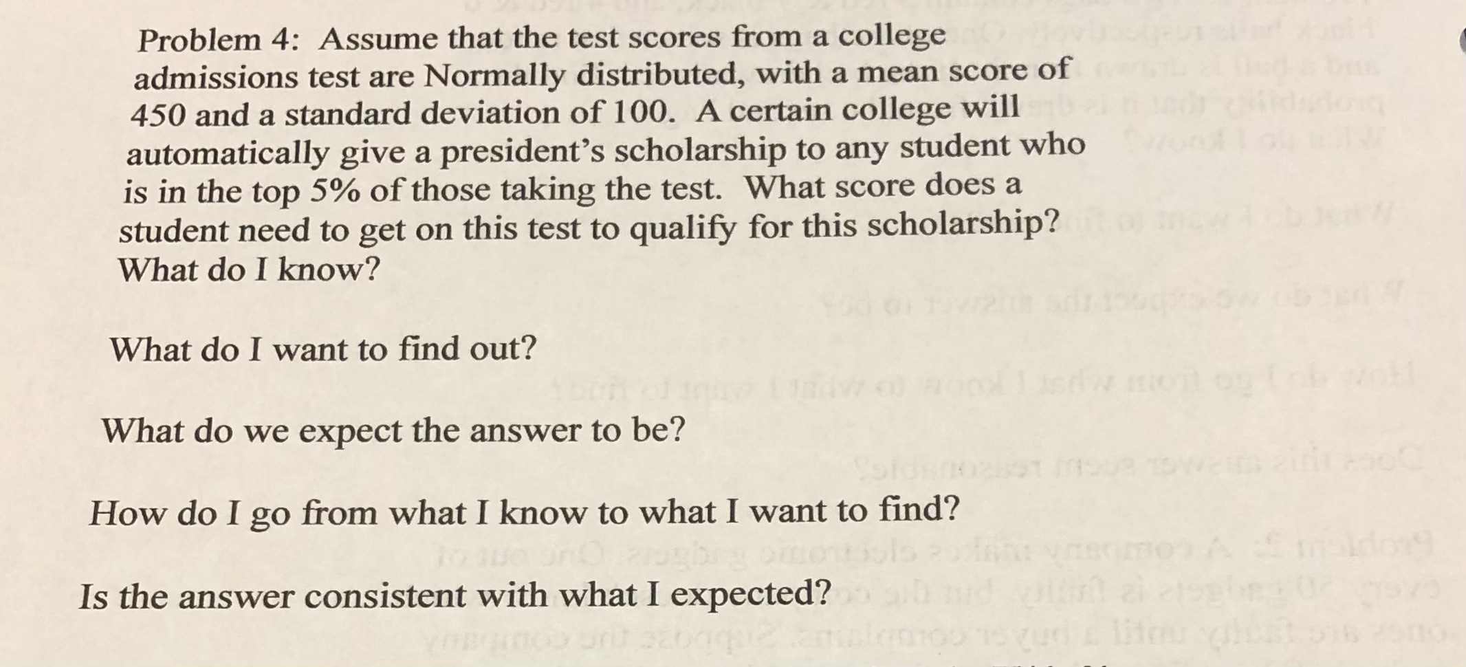 Solved Problem 4: Assume that the test scores from a college | Chegg.com