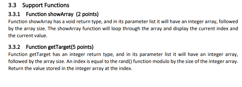 Solved 3.3 Support Functions 3.3.1 Function showArray ( 2 | Chegg.com