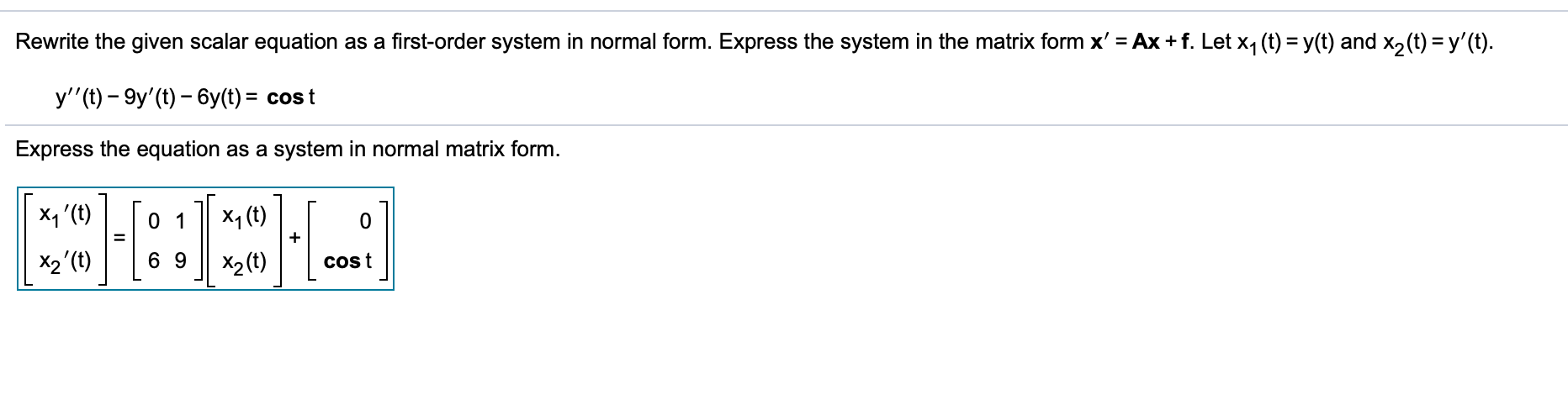 Solved Rewrite the given scalar equation as a first-order | Chegg.com
