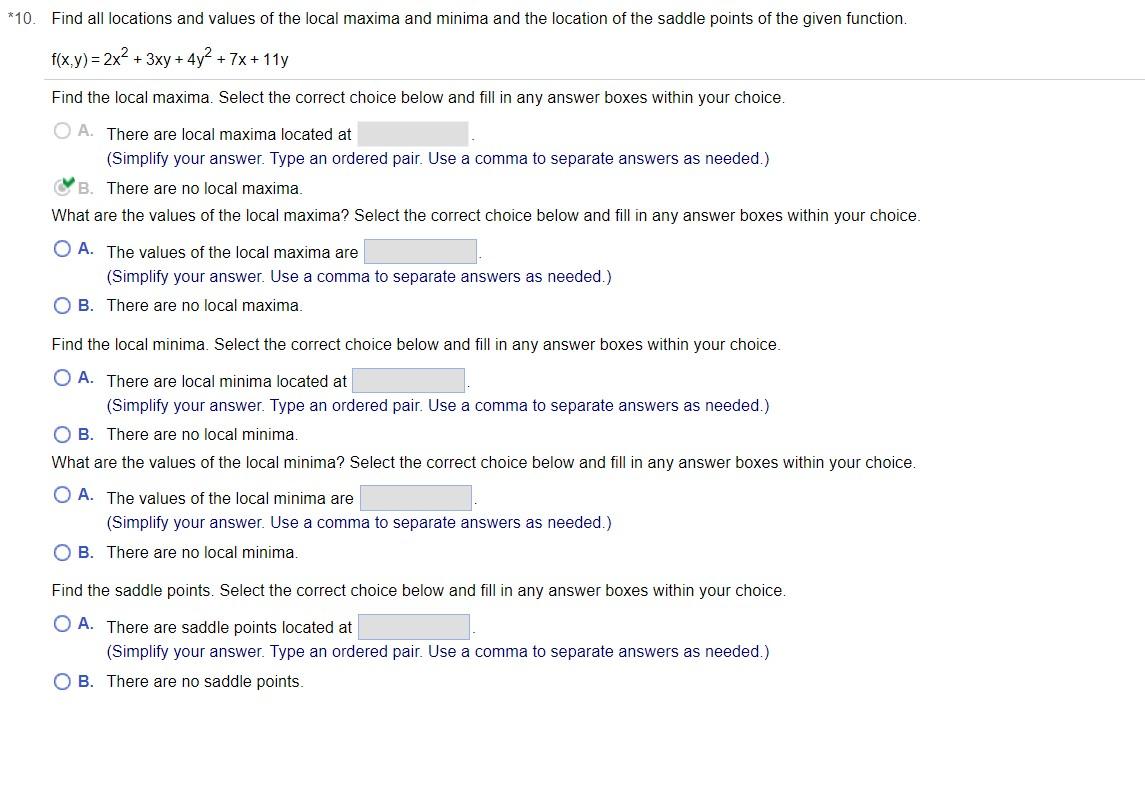 Solved Find all locations and values of the local maxima and | Chegg.com
