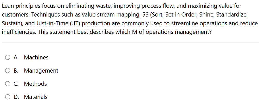 Solved Lean principles focus on eliminating waste, improving | Chegg.com
