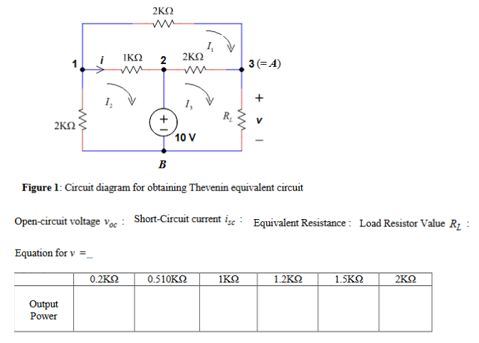 Solved Figure 1: Circuit diagram for obtaining Thevenin | Chegg.com