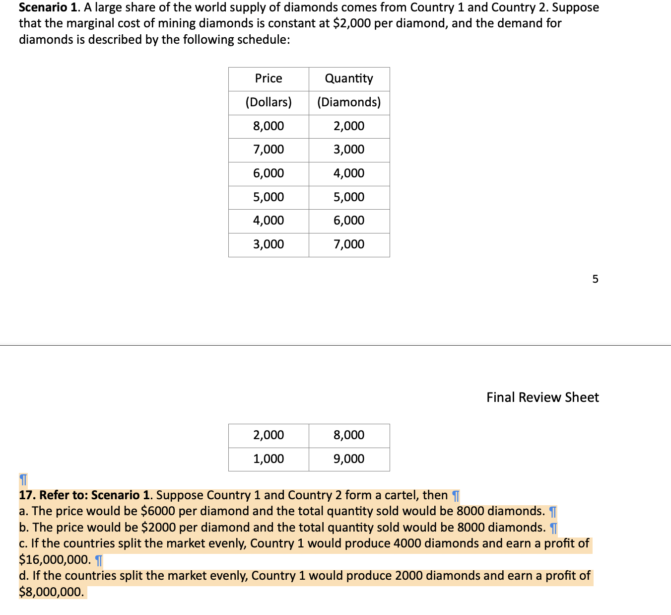 Solved Scenario 1. ﻿A large share of the world supply of | Chegg.com