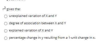 Solved r2 gives the: unexplained variation of X and Y degree | Chegg.com
