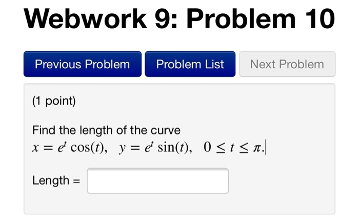 Solved Webwork 9: Problem 1 Previous Problem Problem List | Chegg.com