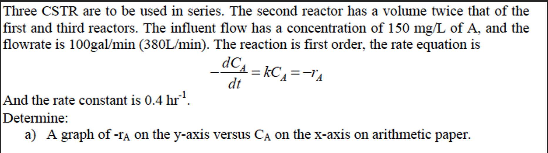 Solved Three CSTR are to be used in series. The second | Chegg.com