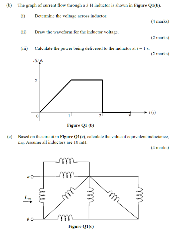 Solved (b) The graph of current flow through a 3 H inductor | Chegg.com