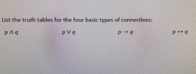 Solved List the truth tables for the four basic types of | Chegg.com
