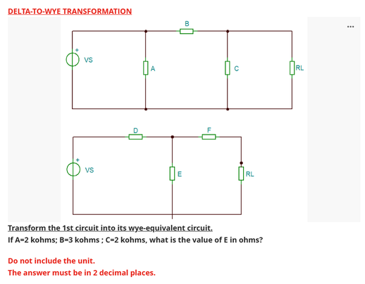 Solved DELTA-TO-WYE TRANSFORMATION Transform the 1st circuit | Chegg.com