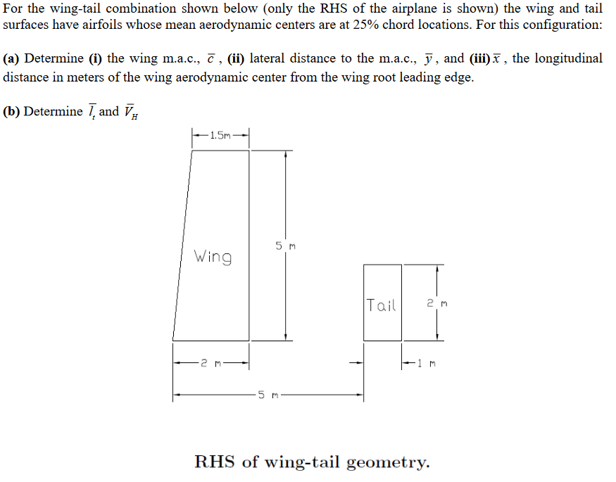 Solved For the wing-tail combination shown below (only the | Chegg.com