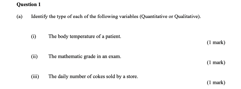Solved (a) Identify the type of each of the following | Chegg.com