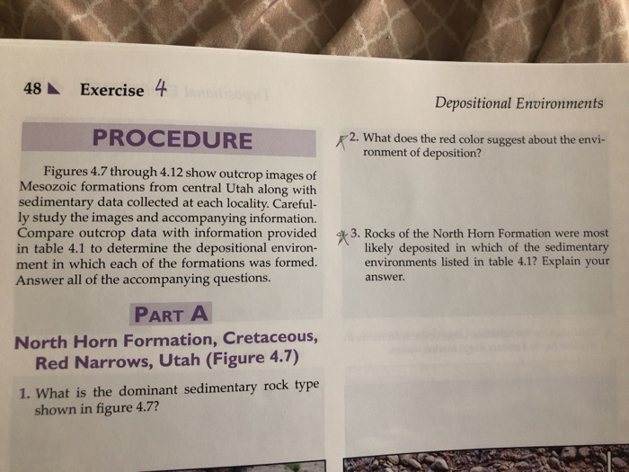 Solved 48 Exercise 4 Depositional Environments PROCEDURE 2. | Chegg.com
