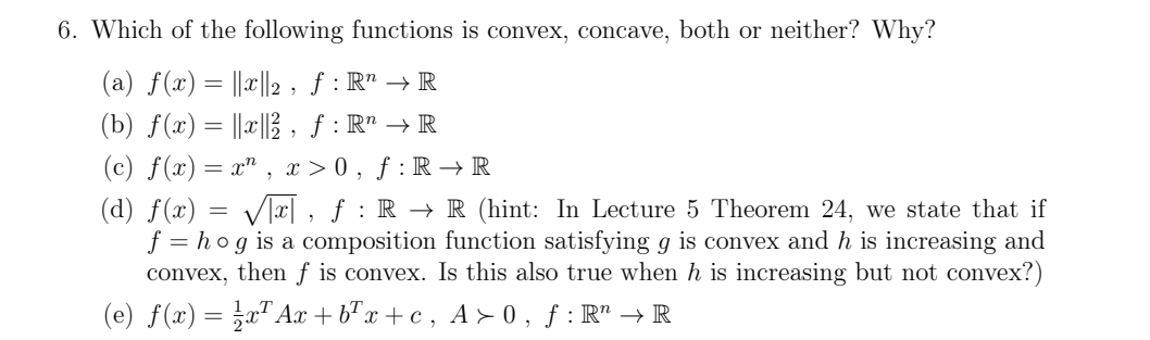 Solved Which of the following functions is convex, concave, | Chegg.com