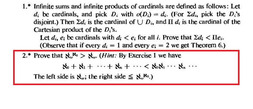 Solved 1.* Infinite sums and infinite products of cardinals | Chegg.com