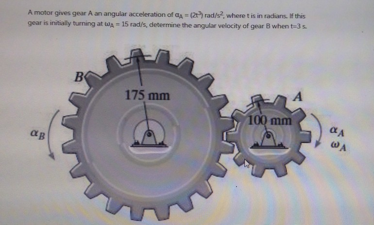 Solved A motor gives gear A an angular acceleration of aA | Chegg.com