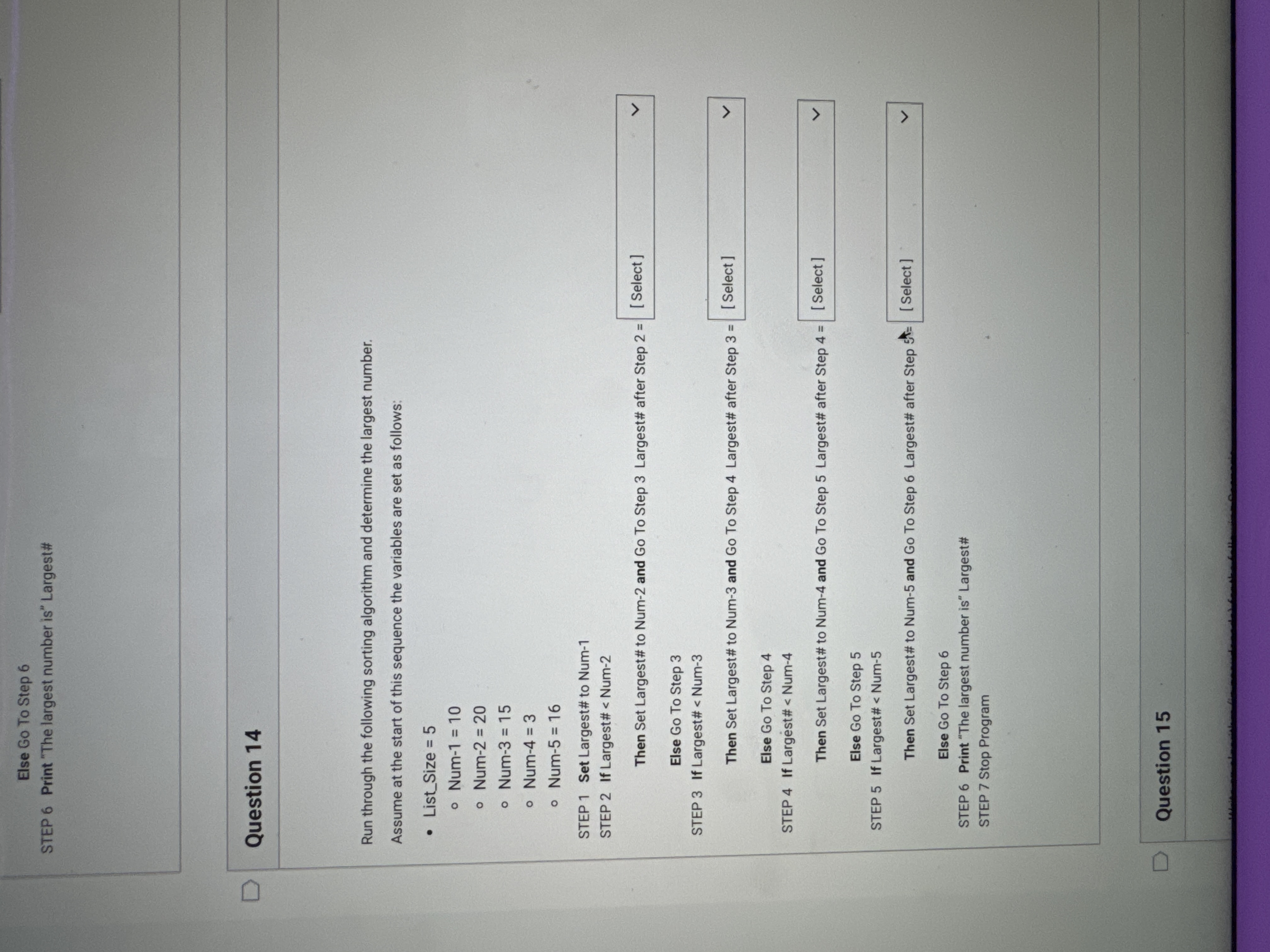 Solved Question 14Run through the following sorting | Chegg.com