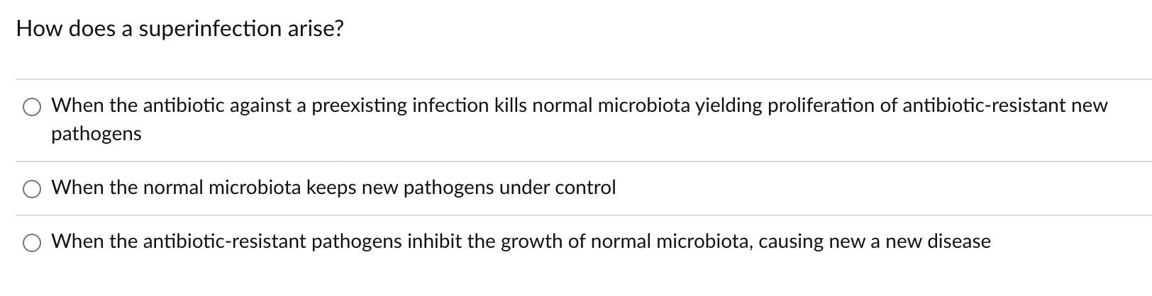 Solved How does a superinfection arise? When the antibiotic | Chegg.com