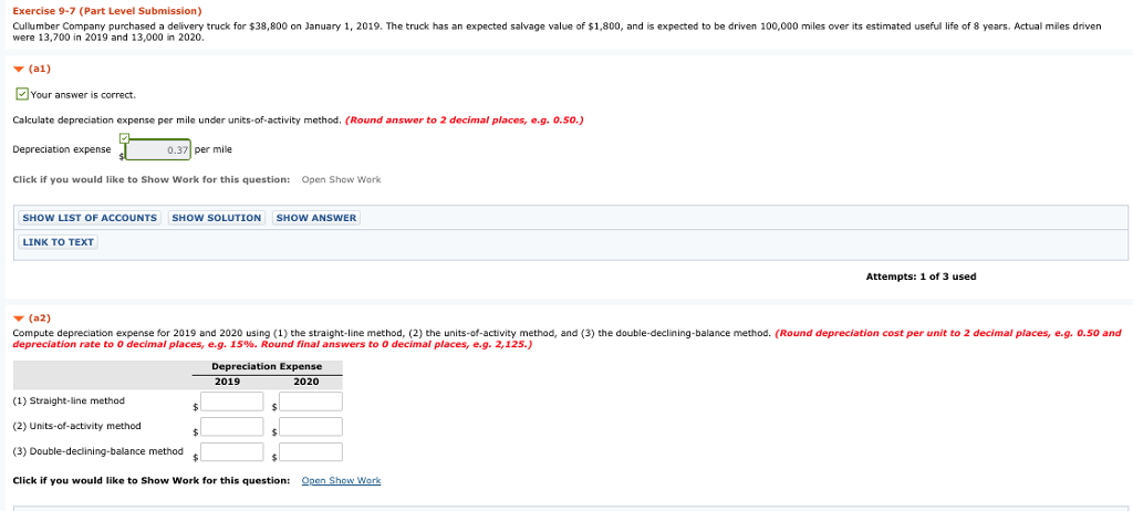 Solved Exercise 9-7 (Part Level Submission) Cullumber | Chegg.com